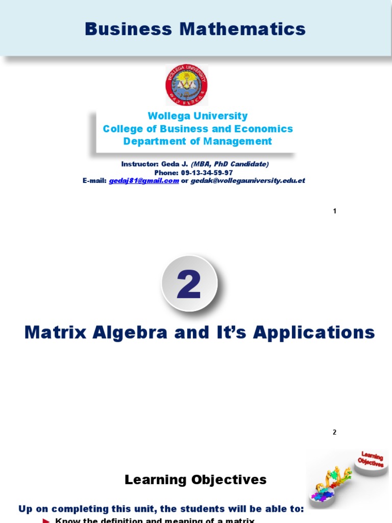 Matrix Algebra and Its Applications | PDF | Matrix (Mathematics ...