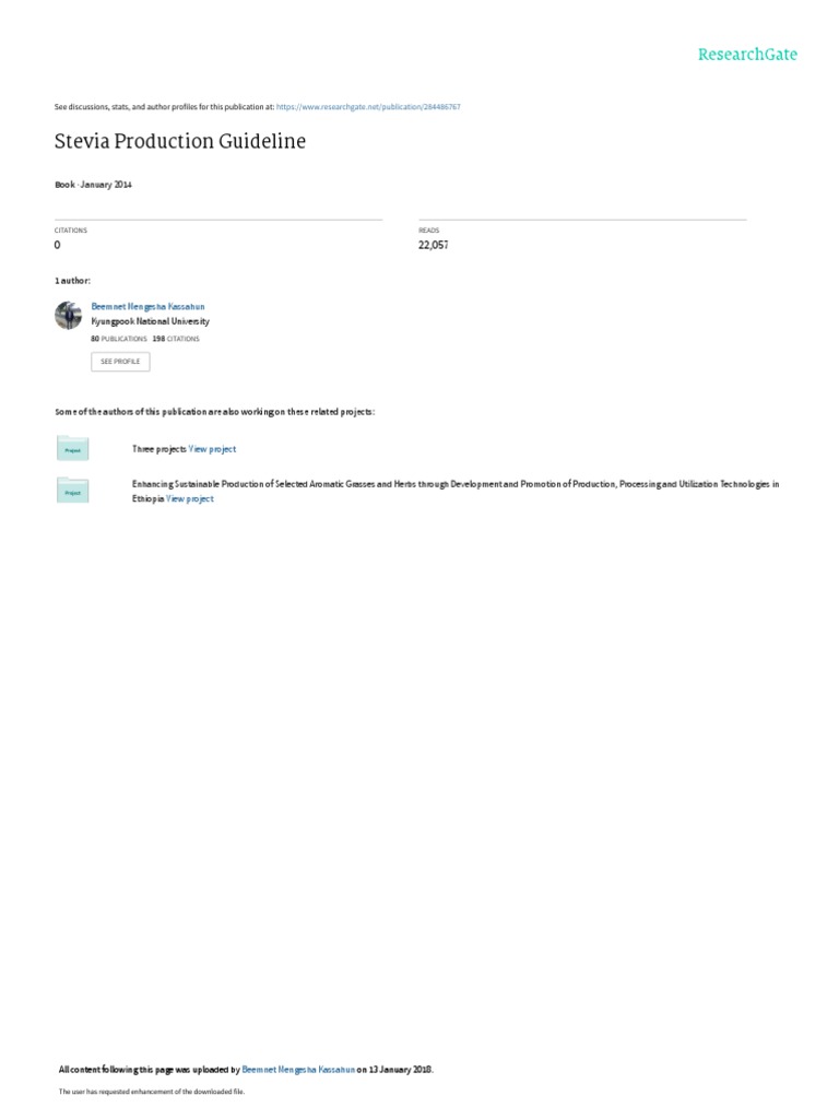 Stevia Production Guideline | PDF | Plant Nursery | Sugar Substitute