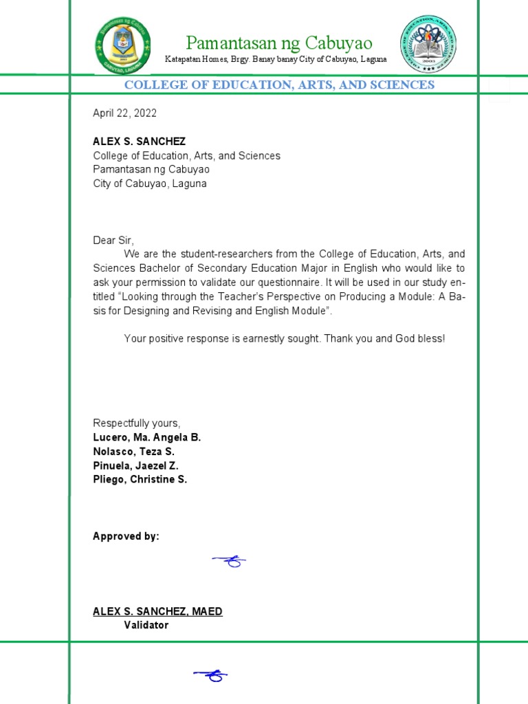 Validation Letter Sheet Questionnaires | PDF | Modularity | Learning