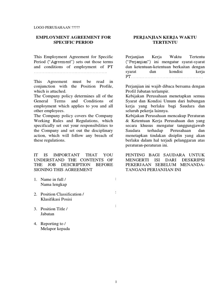 Draft PKWT Non Staff For LS Local | PDF