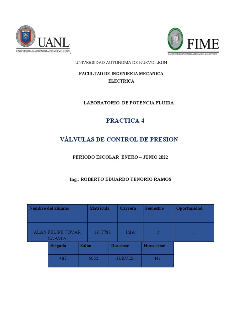 Practica 4 Laboratorio de Potencia Fluida | PDF