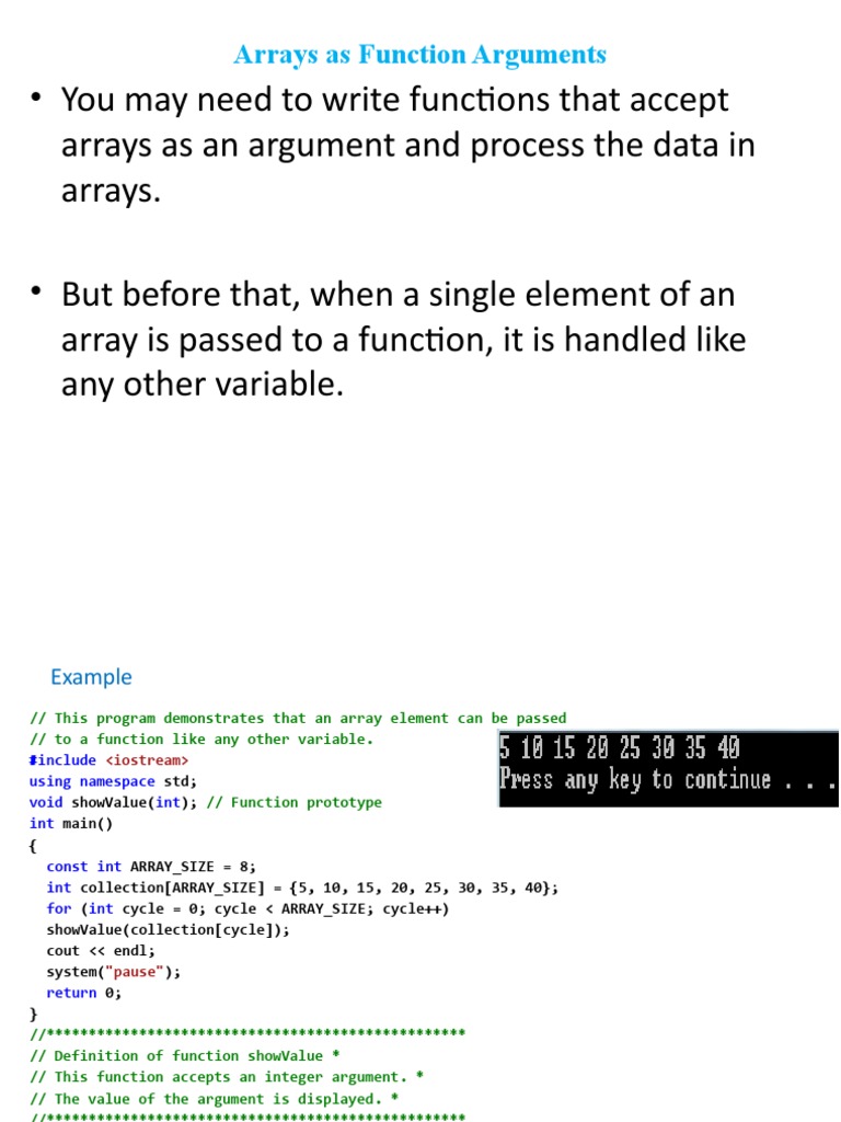 Ch4 Arrays Lec2 | PDF | Parameter (Computer Programming) | Array Data Structure