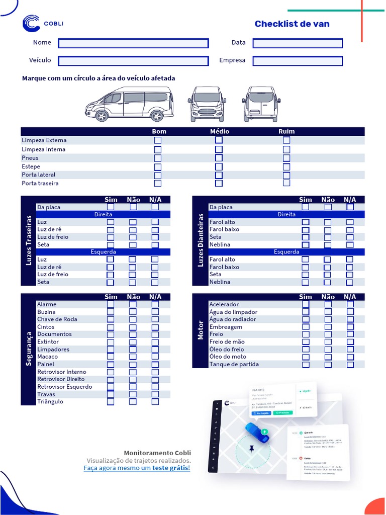 Checklist completo para inspeção de van de transporte | PDF | Veículos ...