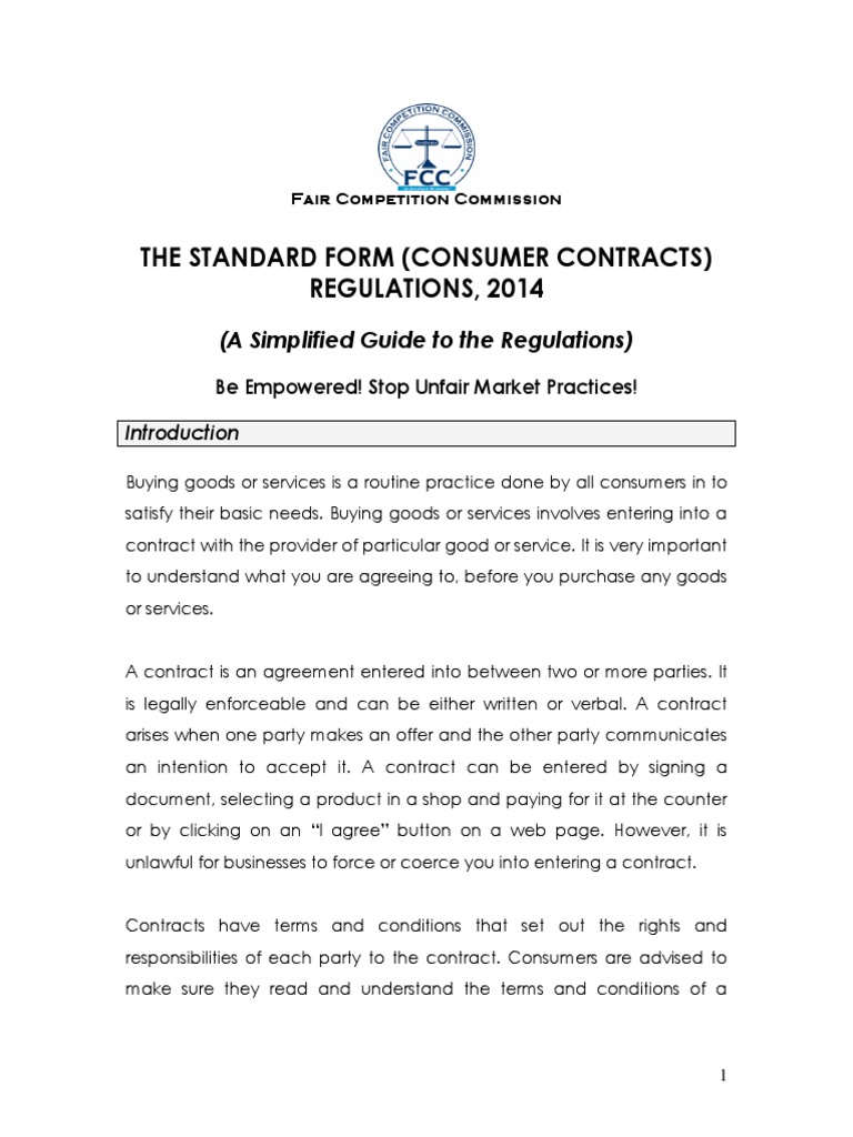 Standard Form Consumer Contracts Popular Version - 20170731 | PDF ...