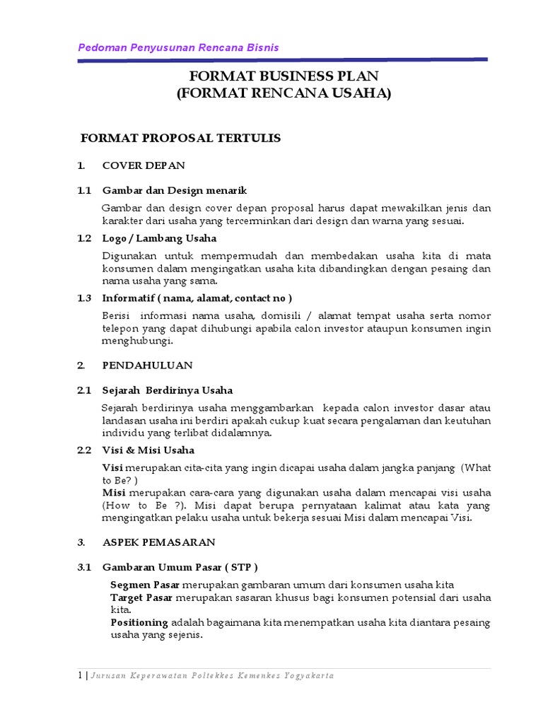 01 Panduan Penyusunan Proposal Usaha | PDF