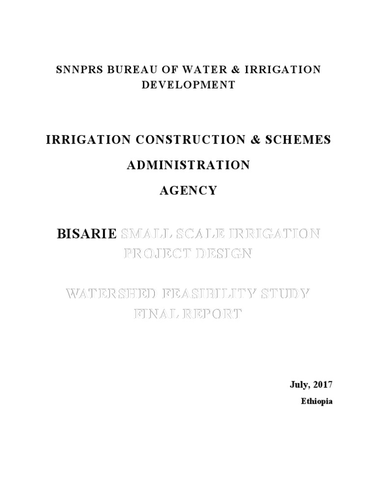 Small Scale Irrigation Project Design Watershed Feasibility Study Final ...