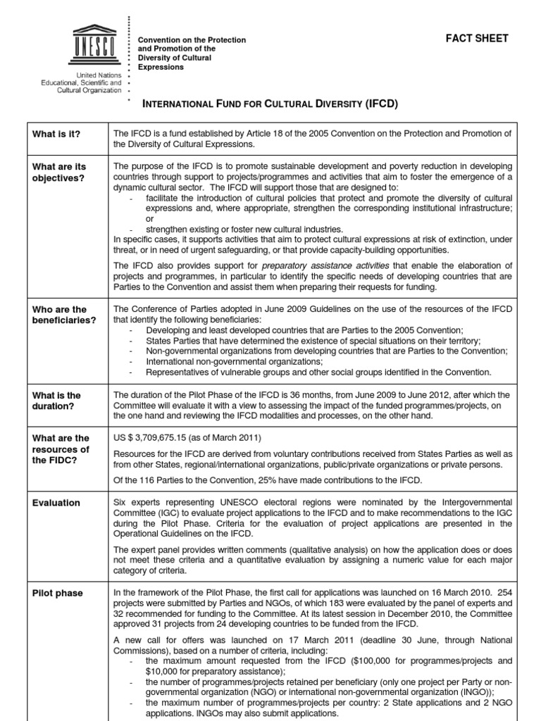 Conv2005 IFCD Factsheet EnFr | PDF | Social Economy | Economic Development