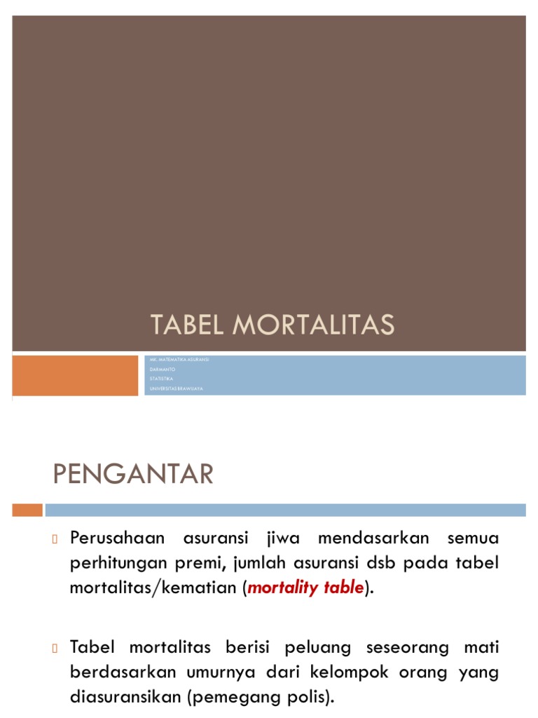 Tabel Mortalitas | PDF | Science & Mathematics