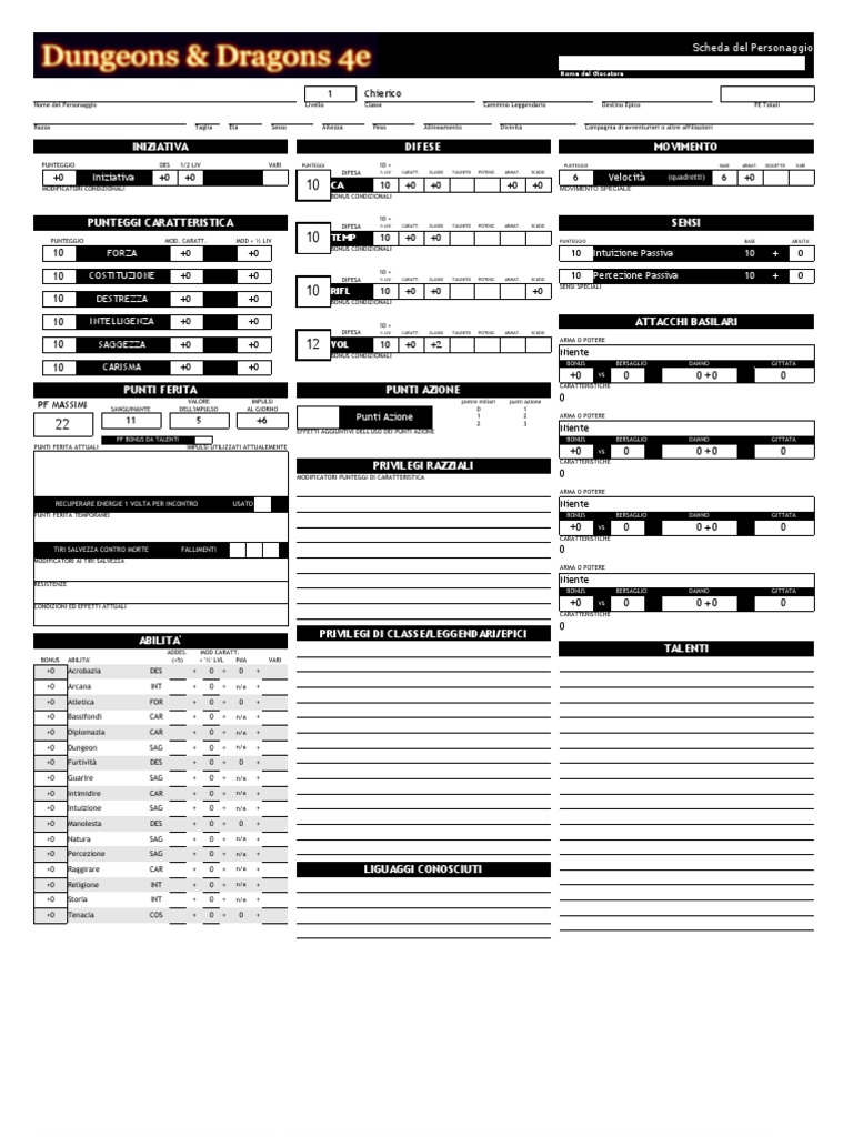 D&D4E Scheda Editabile | PDF