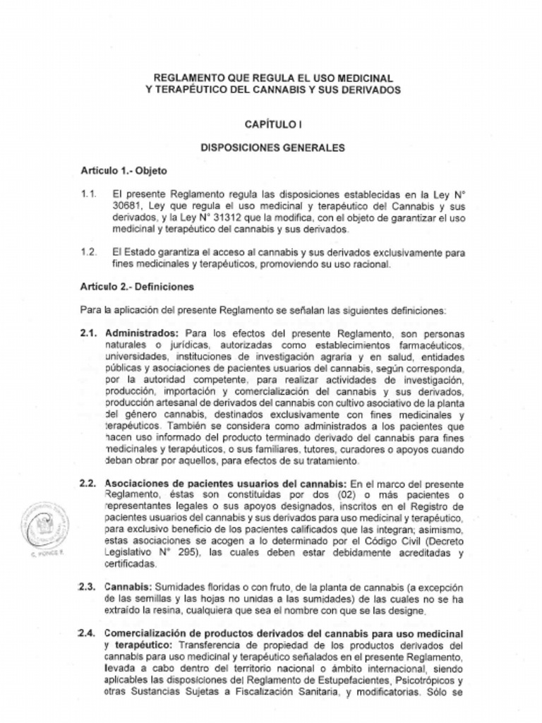 Proyecto De Nuevo Reglamento De Cannabis Para Uso Medicinal Versión
