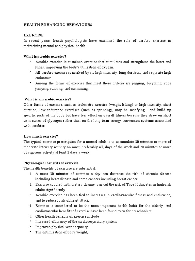 4 Health Enhancing Behaviours | PDF | Dieting | Fat