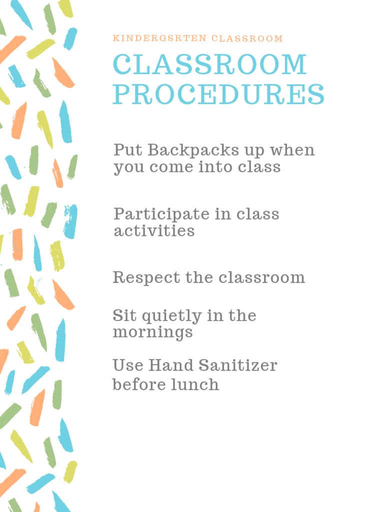 Kindergarten Classroom Procedures Guide | PDF