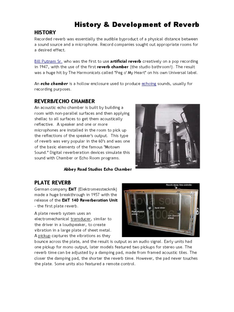 Evolution of Reverb Technologies | PDF | Hearing | Sound Production