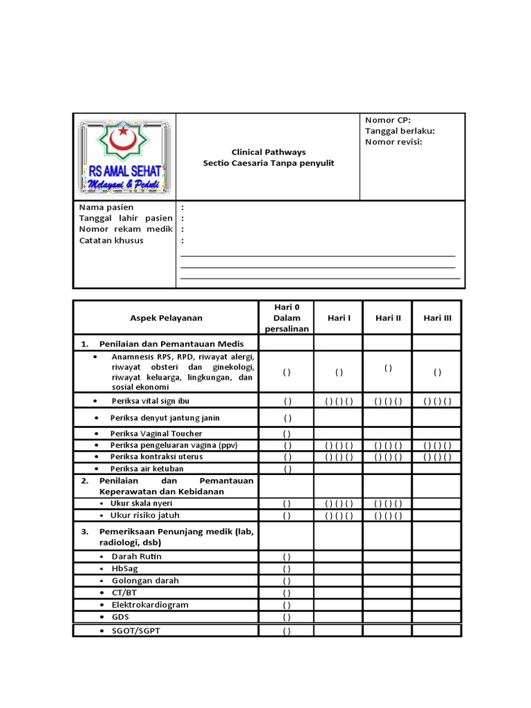 Clinical Pathway SC Tanpa Penyulitdocx | PDF