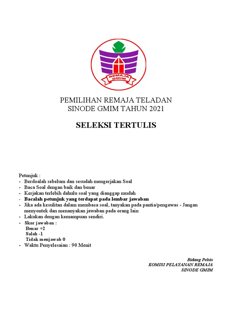 Soal Retel Sinode 2021-1 | PDF | Ilmu Sosial