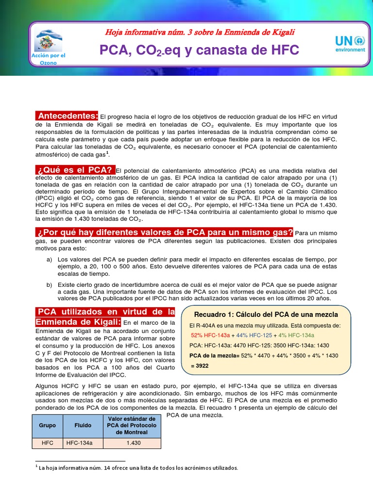 Cáculo de CO2-PCA de Refrigerantes | PDF | Cambio climático | Gases