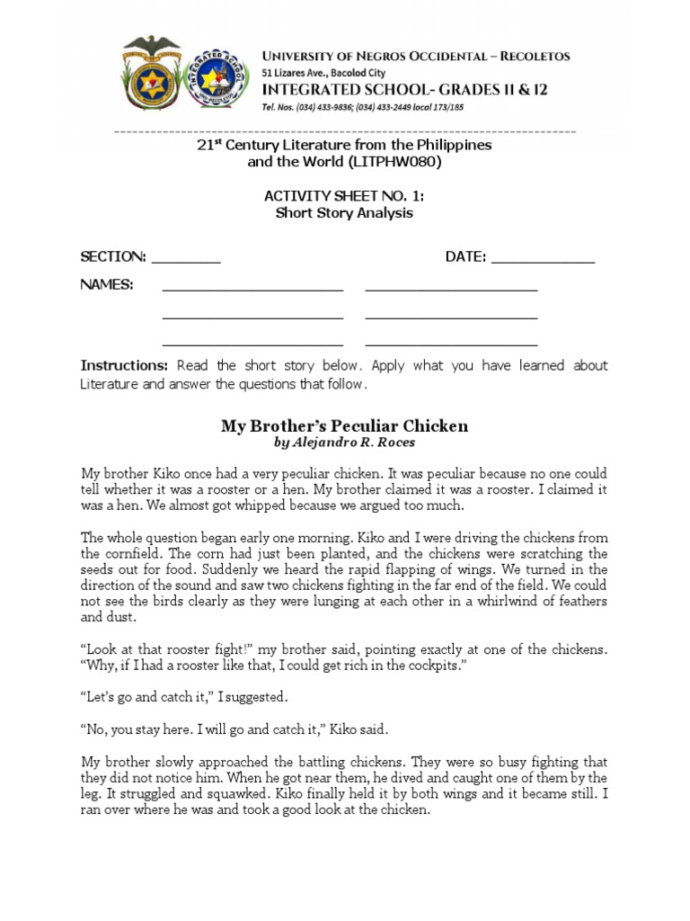 Analyzing "My Brother's Peculiar Chicken" | PDF | Chicken