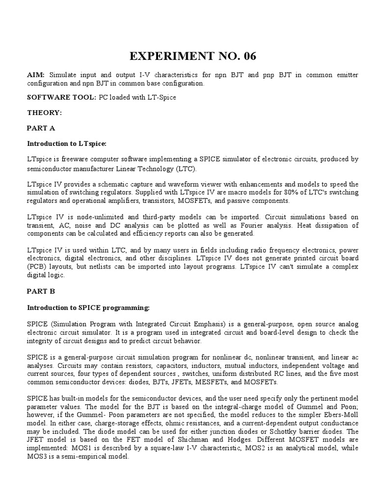 BJT Simulation in LTspice: NPN & PNP | PDF | Bipolar Junction ...