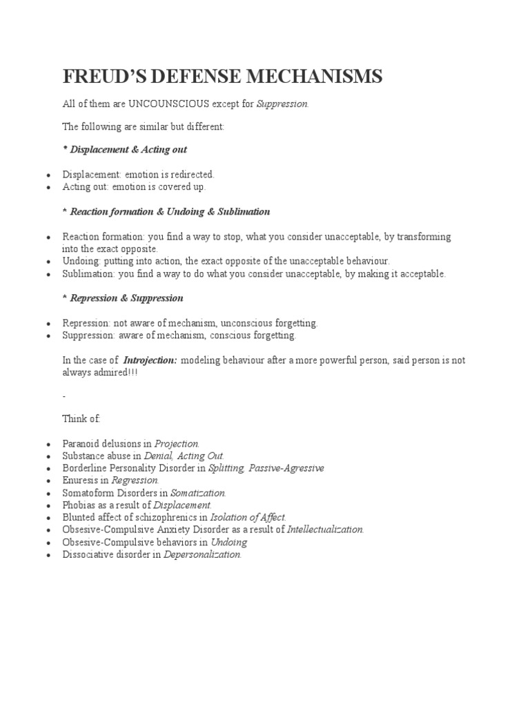Freud's Defense Mechanisms Explained | PDF | Career & Growth | Self ...