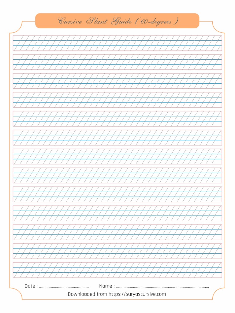 Cursive Slant Guide 60 Degrees | PDF