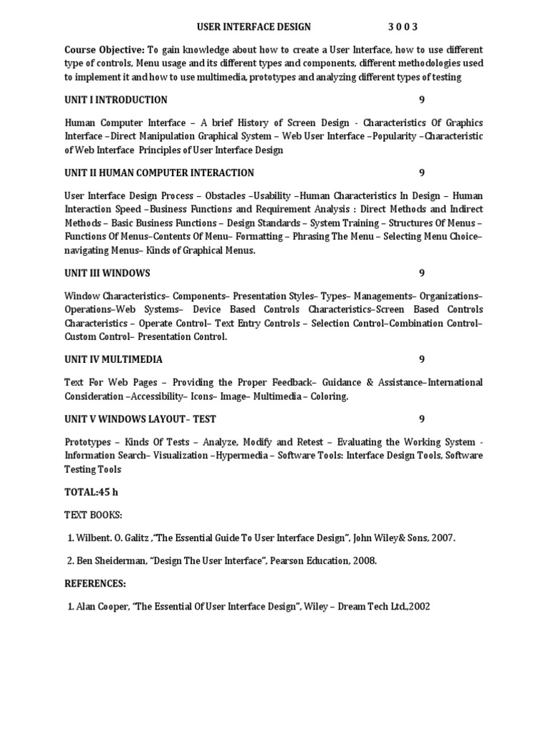 Uid Syllabus Pdf Graphical User Interfaces User Interface 2872