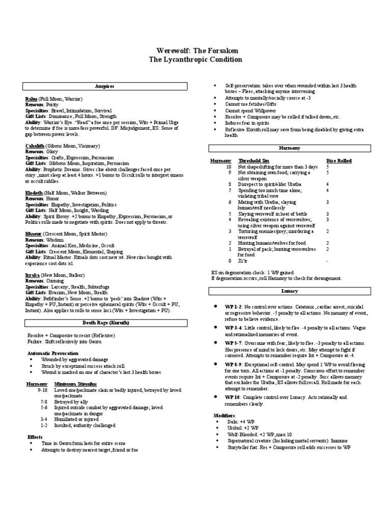 Werewolf Lycanthropic Condition | PDF | Werewolves | Gray Wolf