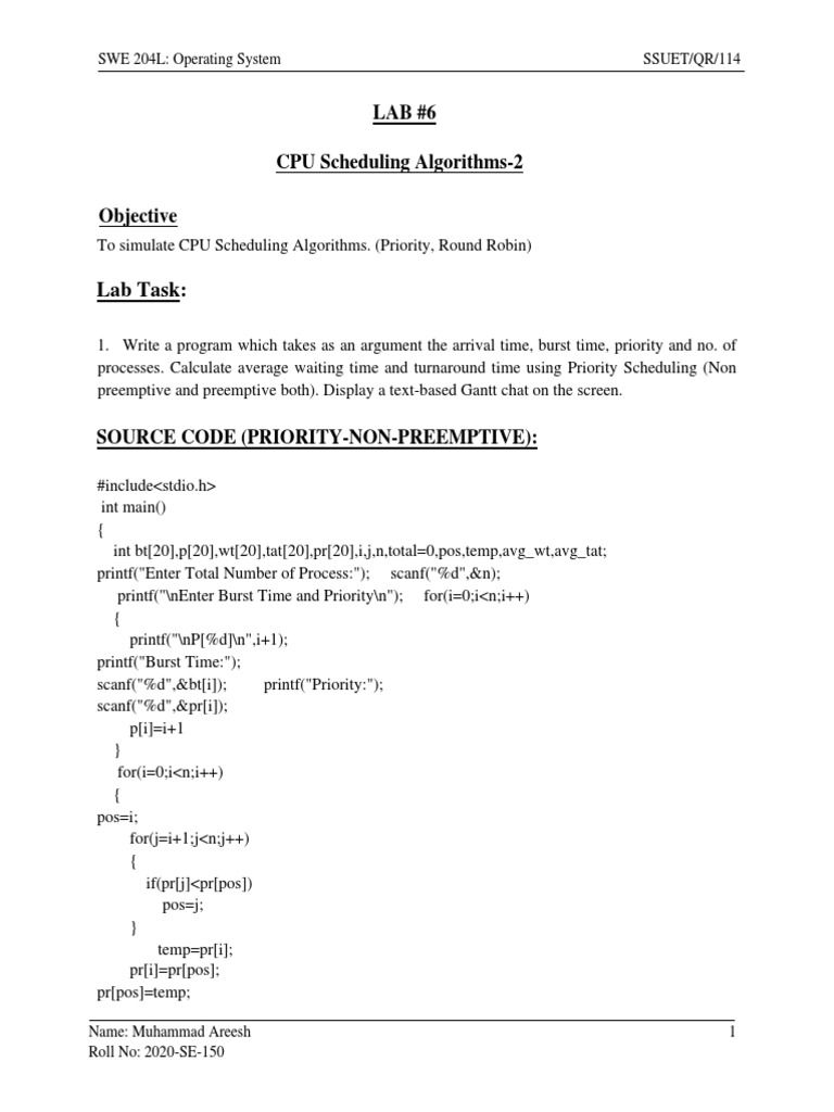 Lab 6 OS (Edit) | PDF | Scheduling (Computing) | Software Engineering