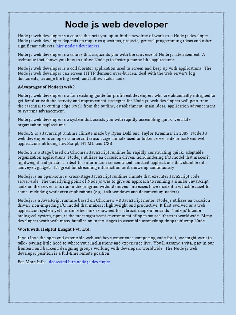 Node Js Web Developer | PDF | World Wide Web | Internet & Web