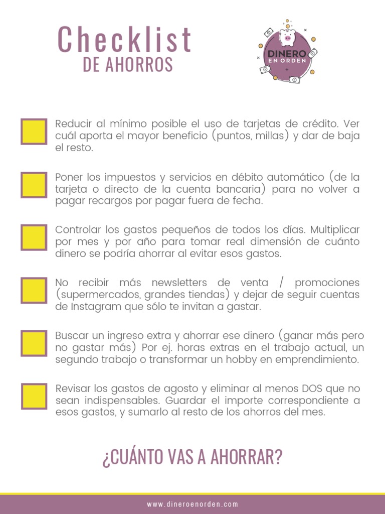 Checklist Ahorro Clase 1 | PDF
