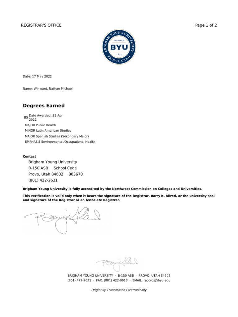 byu degree verification letter | PDF byu degree verification letter | PDF