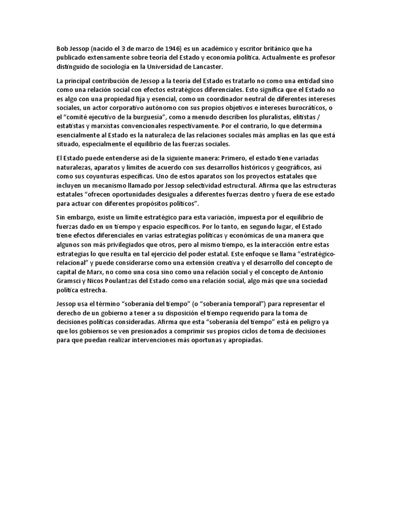 Bob Jessop | PDF | Ciencias Políticas