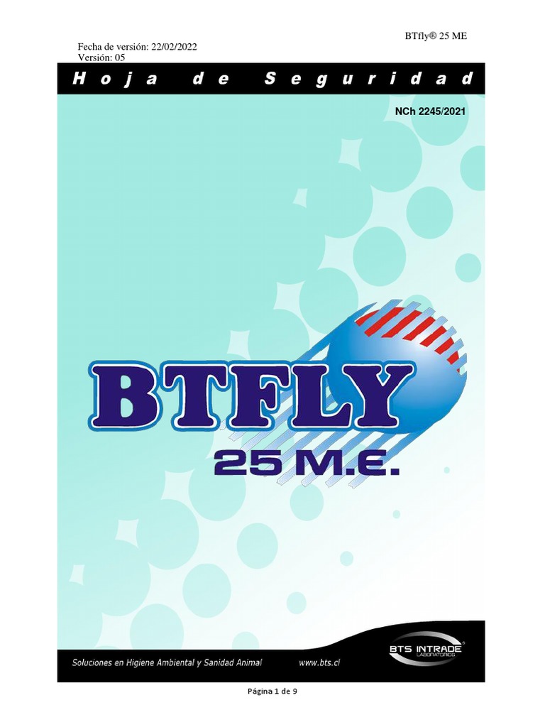 MSDS BT Fly 25 ME | PDF | Agua | Ciencias fisicas