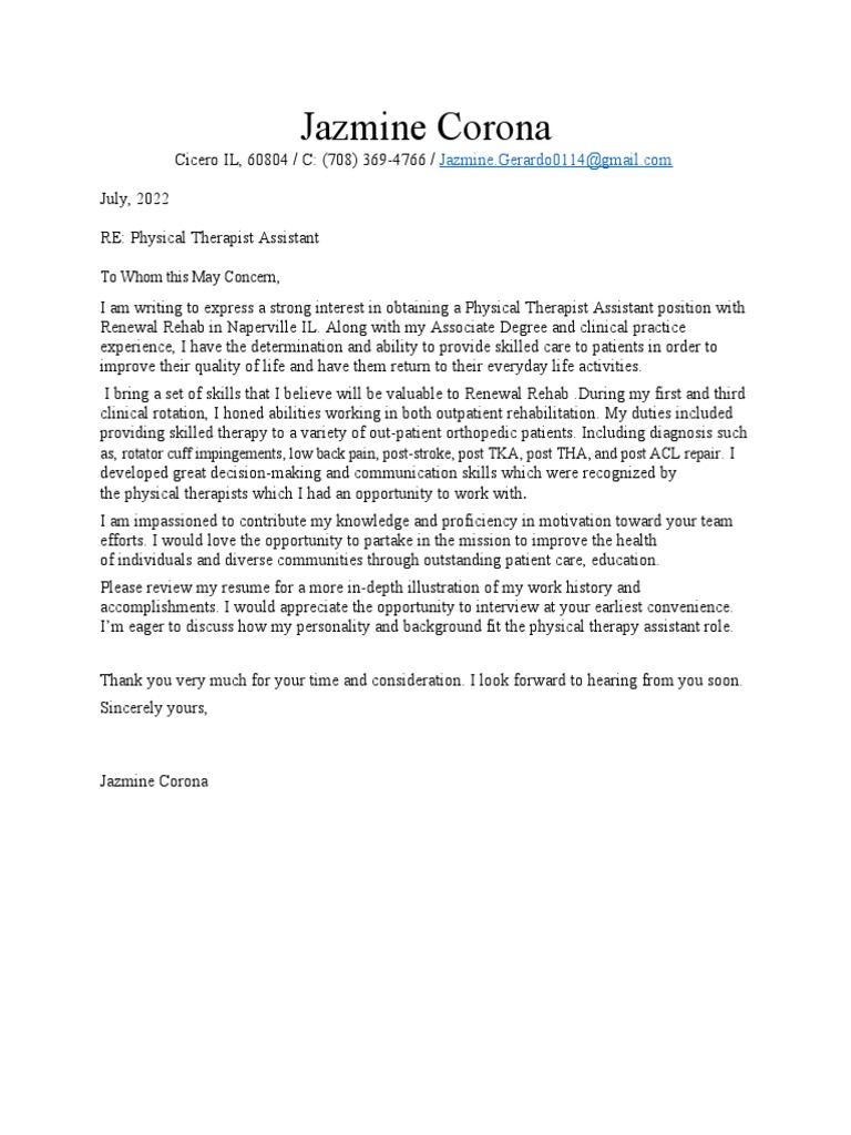 Cover Letter Pta | PDF