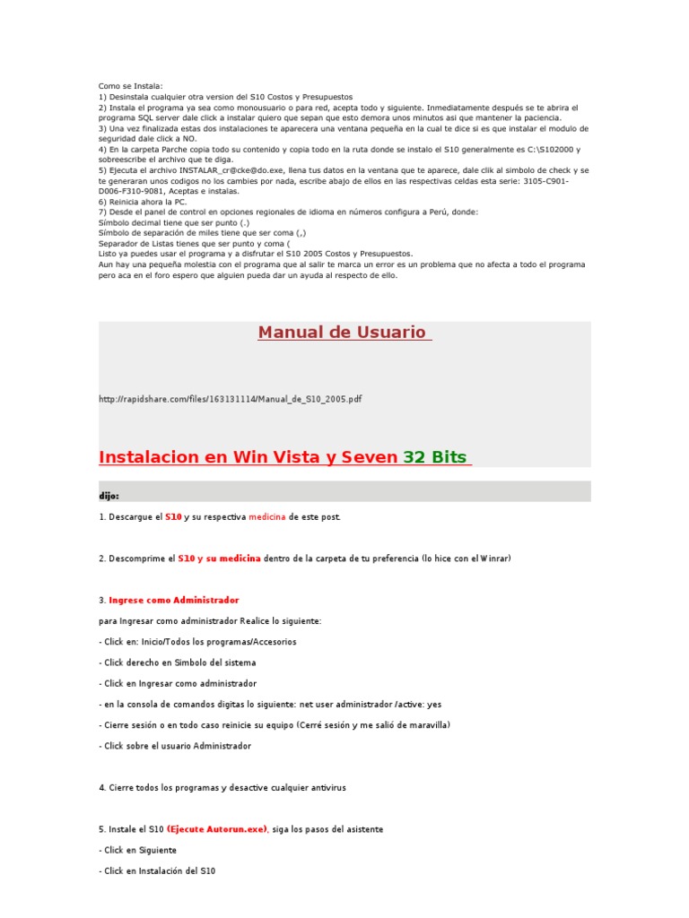 Como Se Instala S10 | PDF | Servidor SQL de Microsoft | Archivo de ...