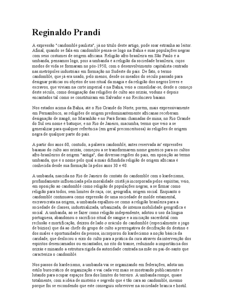 Reginaldo Prandi | PDF | Religião e Espiritualidade