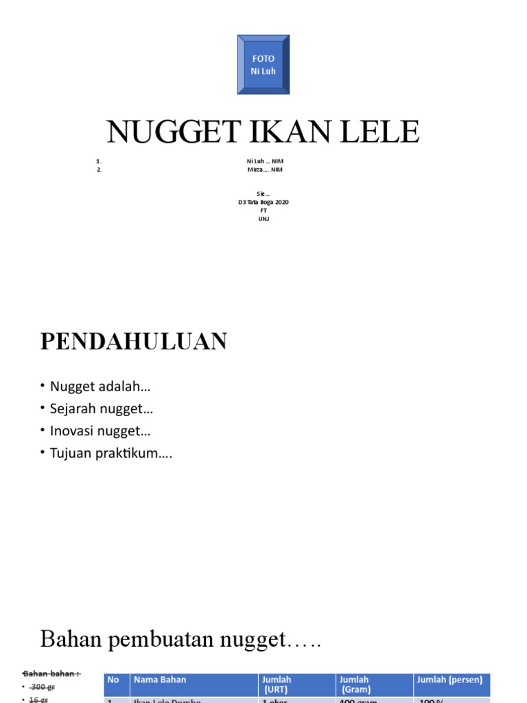 Contoh WP Nugget Ikan Lele | PDF