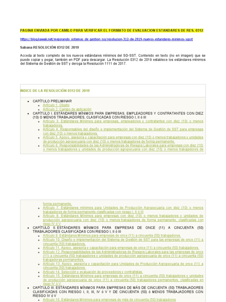 Resolución 0312 de 2019 | PDF | Derecho laboral | Seguridad y salud ocupacional