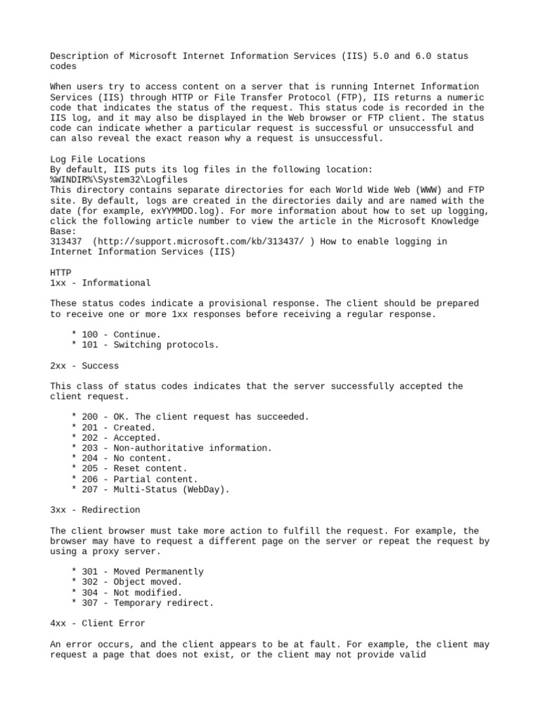 Description of Microsoft Internet Information Services (IIS) 5.0 and 6. ...