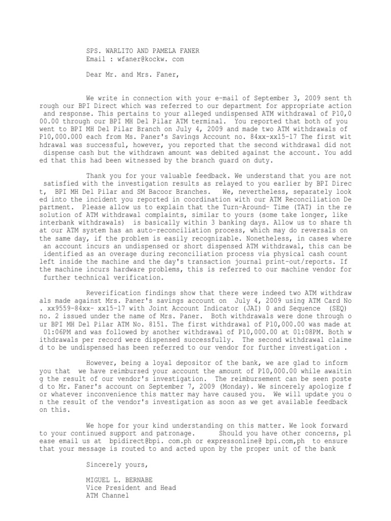 BPI Letter | PDF | Automated Teller Machine | Debit Card