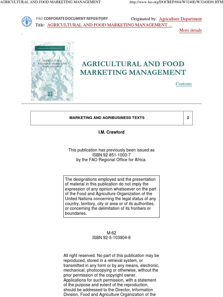 Agricultural And Food Marketing Management Pdf Pricing Marketing