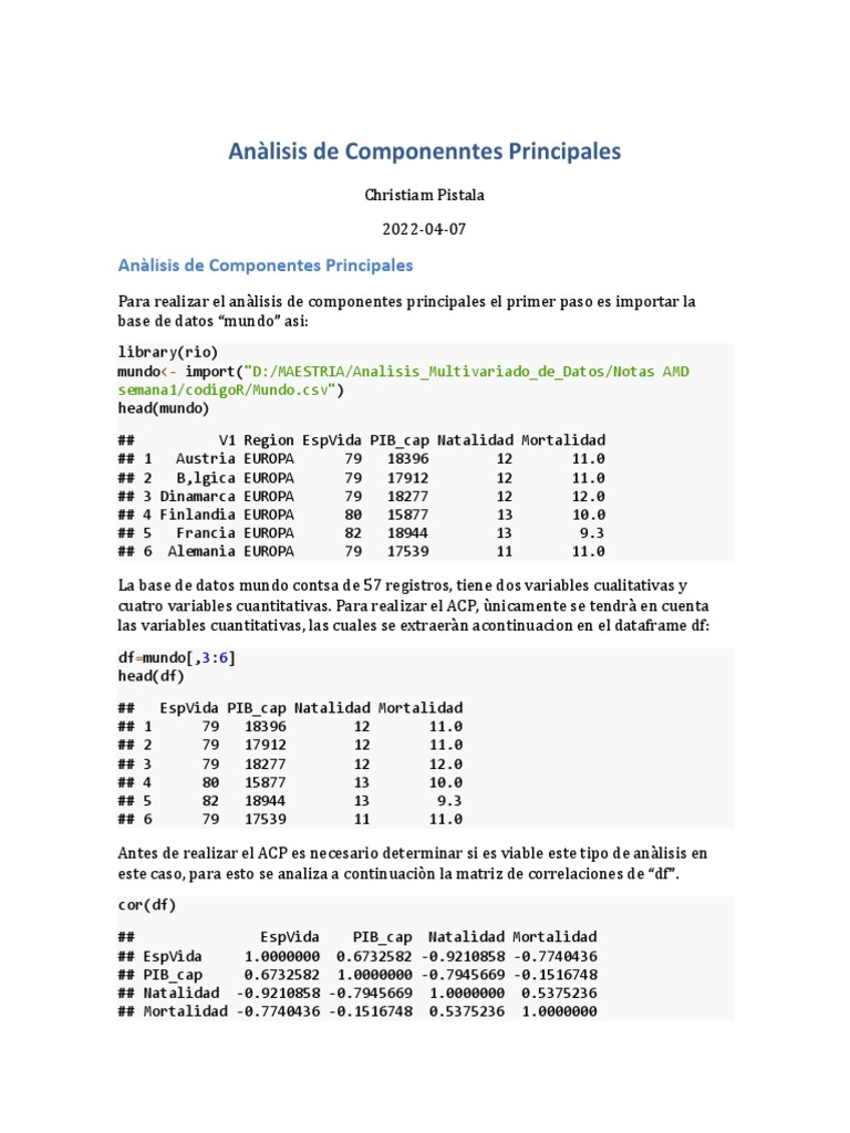 Anàlisis de Componentes Principales | PDF | Análisis de componentes ...