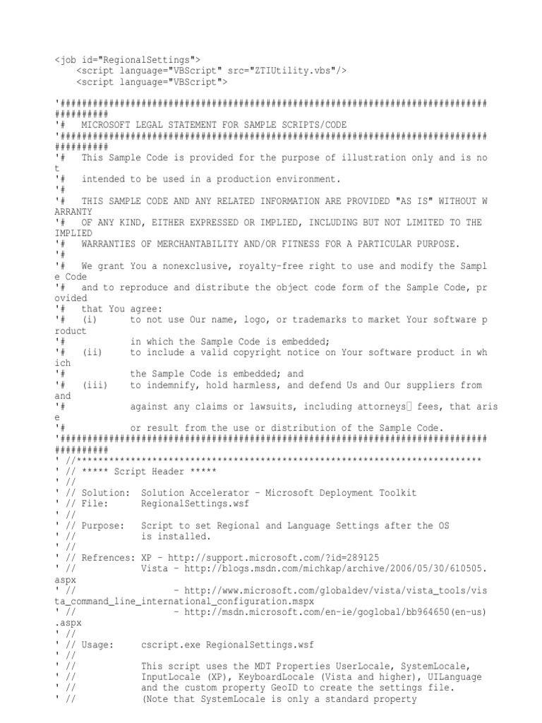 Regional Settings | PDF | Scripting Language | Parameter (Computer Programming)