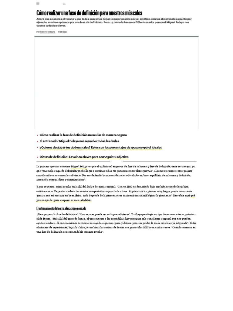 Cómo Realizar La Fase de Definición Muscular para El Verano | PDF ...