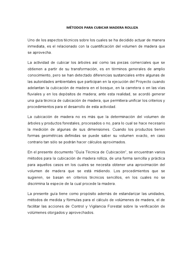 Métodos para Cubicar Madera Rolliza | PDF | Medición | Longitud