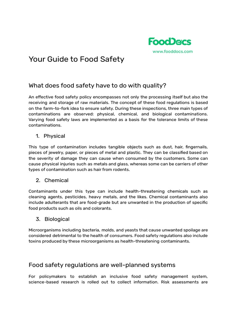 Food Safety Guidelines | PDF | Food Safety | Hazard Analysis And ...