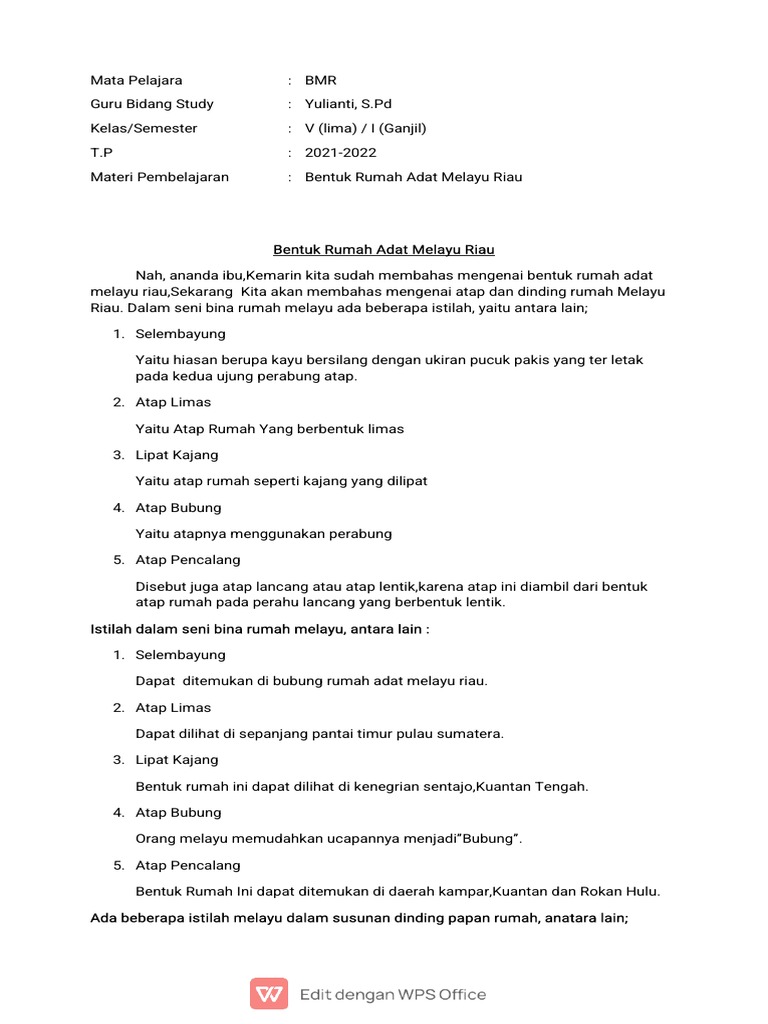 MATERI BMR KLS 5 KE 3 SMSTR Gnjil | PDF