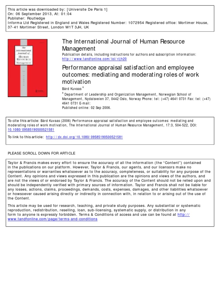 Performance Appraisal and Employee Outcomes | PDF | Motivation ...