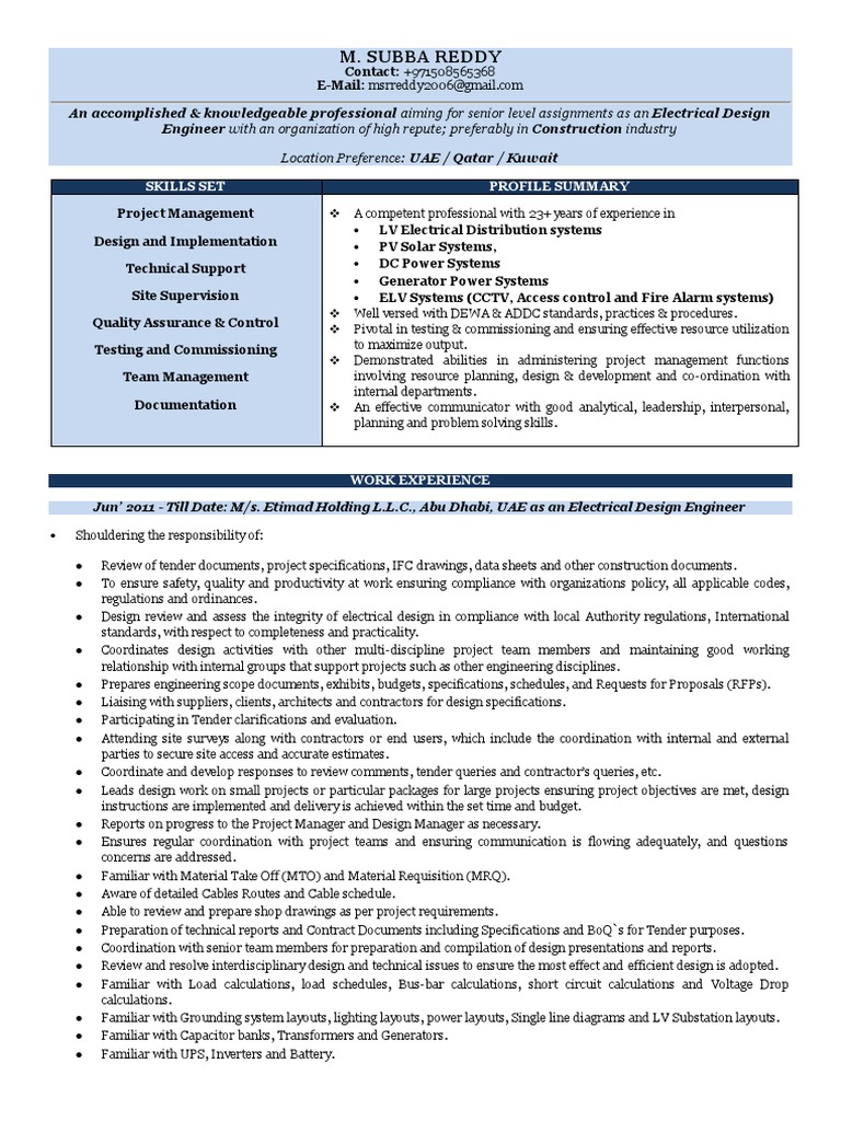 Electrical Design Engg | PDF | Specification (Technical Standard ...