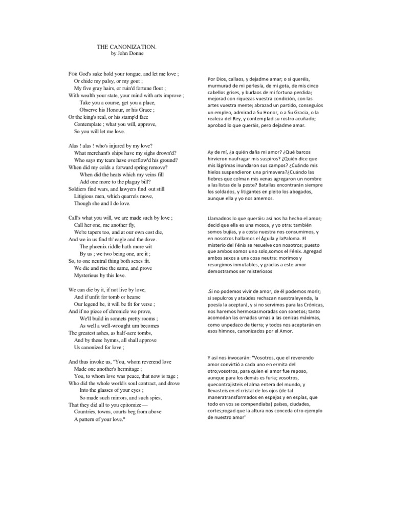 John Donne's "The Canonization" Poem | PDF | Religion & Spirituality ...