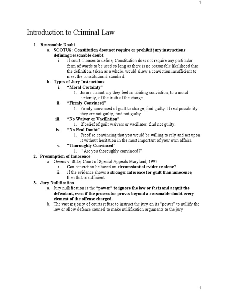 Introduction To Criminal Law | PDF | Mens Rea | Intention (Criminal Law)